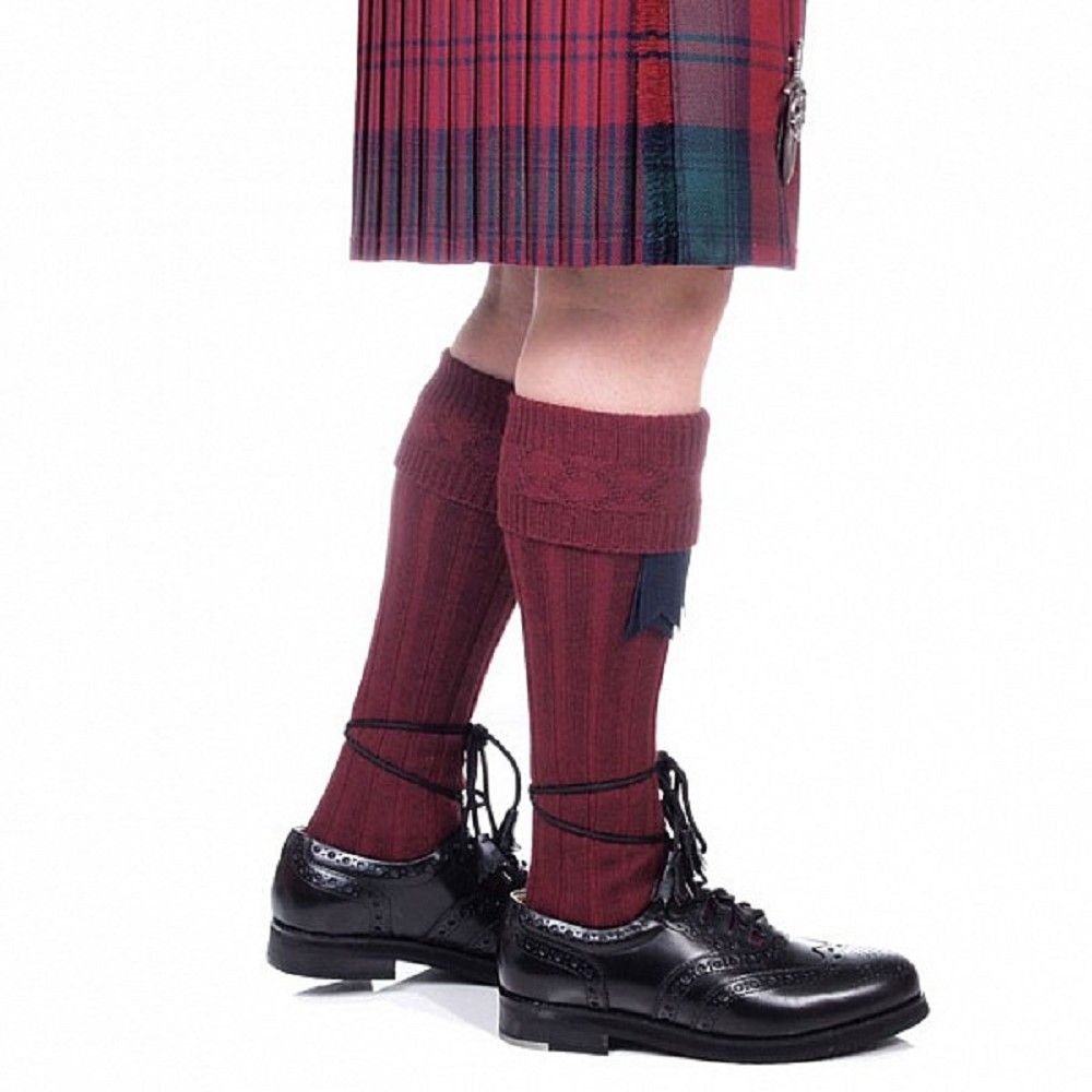 Kilt Socks, burgundy - Large UK 11-13 / EU 44-48 / US 12-14 | Kilts & More